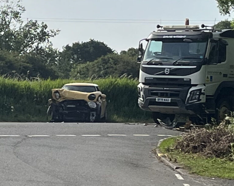 One taken to hospital after car collides with two lorries - The Voice